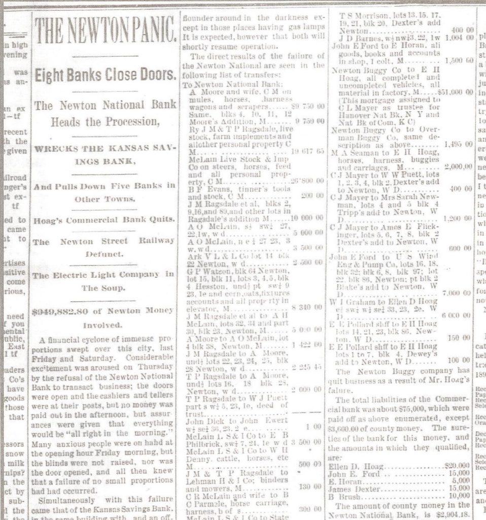 1890 Newton Panic Archives - Harvey County Historical Society